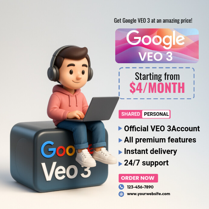 Veo 3 Subscription Template | PosterMyWall