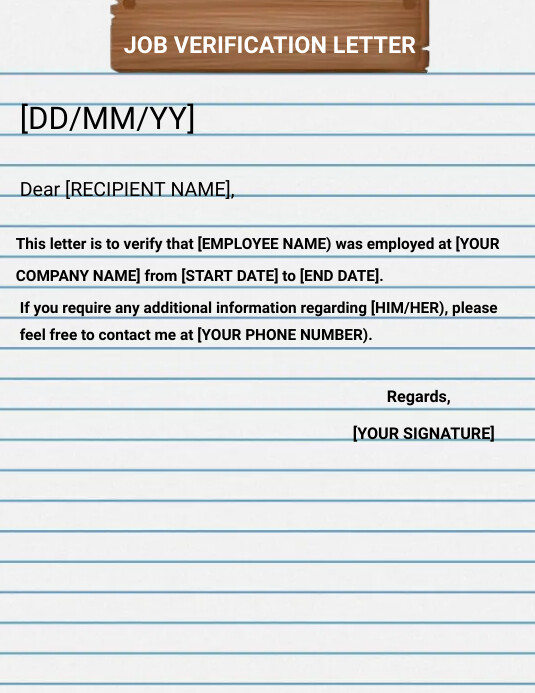 verification job letter template | PosterMyWall