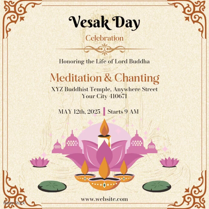 Vesak Day/ Waisak/ Buddha Purnima Celebration Instagram Post Template ...