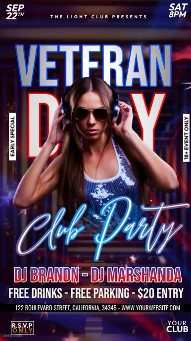 Veteran's Day Club Party Template | PosterMyWall