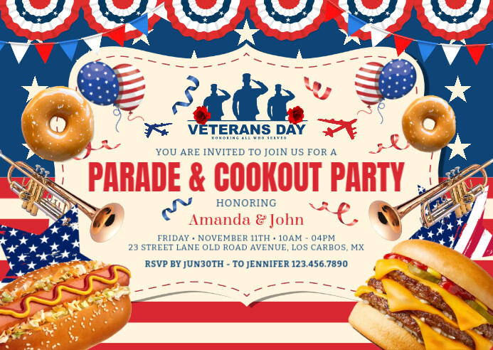 Veteran's Day Cookout Party Invite Template | PosterMyWall