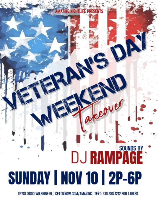 Veteran's Day Distressed Flag -Party Flyer Template | PosterMyWall