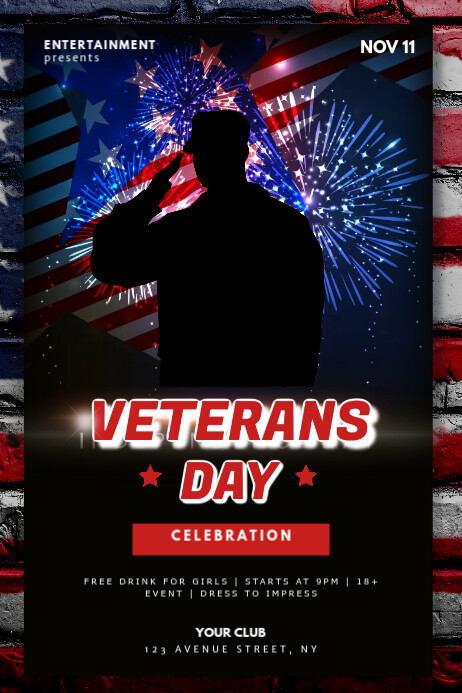 Copy of Veteran's Day Event Party Flyer Template | PosterMyWall