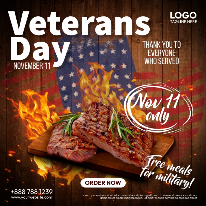 Veteran's Day Food Ads Template | PosterMyWall