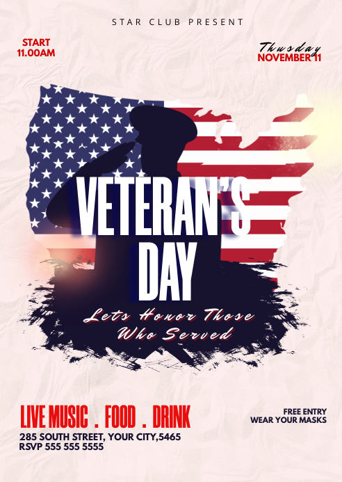 Veteran's Day Poster Template | PosterMyWall