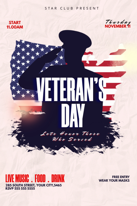 Veteran's Day Poster Template | PosterMyWall