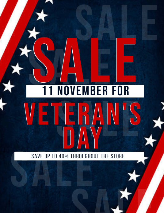 VETERAN'S DAY RETAIL STORE SALE TEMPLATE | PosterMyWall