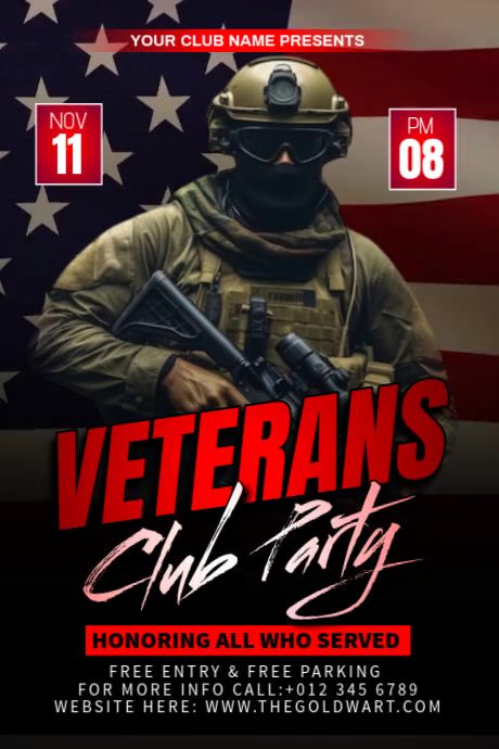 Modèle Veterans Club Party | PosterMyWall