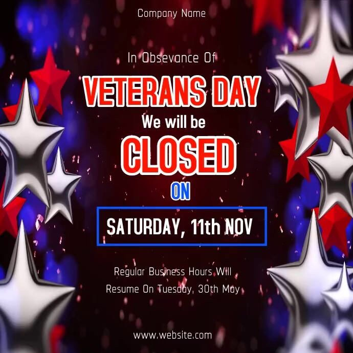 veterans day business closing ad (1) Template | PosterMyWall