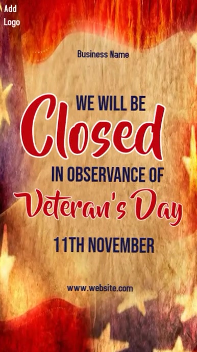 veterans day business closing ad instagram story Template | PosterMyWall