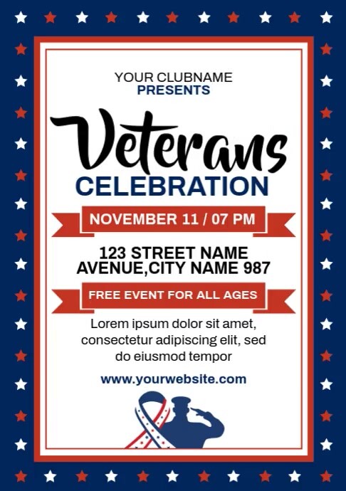 Plantilla de Veterans Day Celebration Ads | PosterMyWall