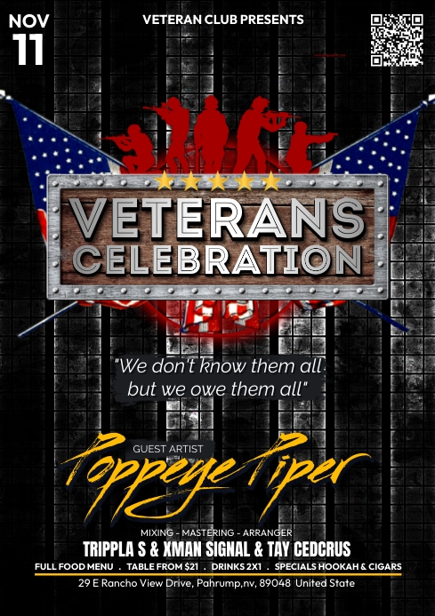 Veterans Day Celebration Party Template | PosterMyWall