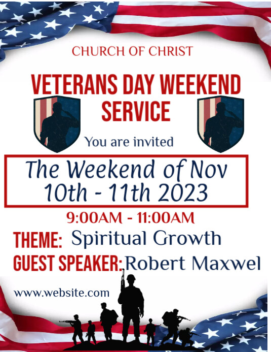Copy of veterans day church service invitation flyer | PosterMyWall