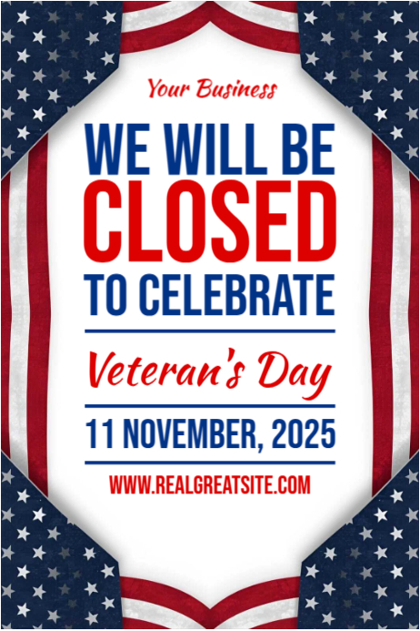 Veterans Day closed template 2025 | PosterMyWall