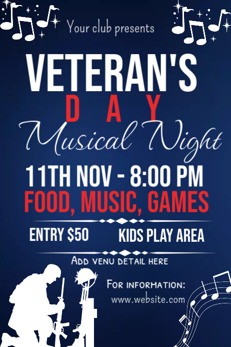 veterans day musical night poster,veterans day celebration Template ...