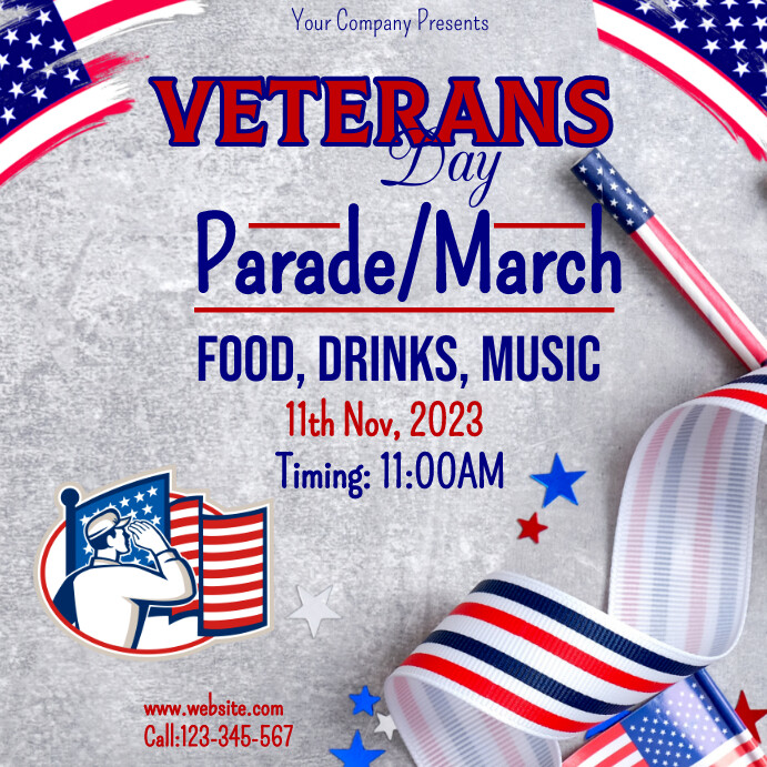 veterans day parade event invitation (3) Template | PosterMyWall