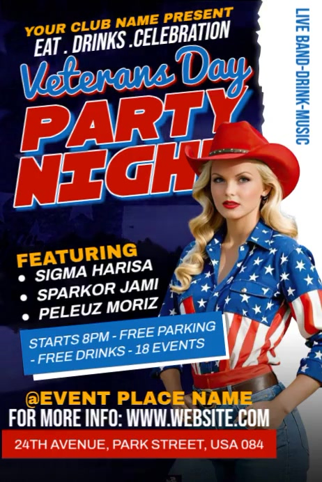 Veterans Day Party Night Template | PosterMyWall
