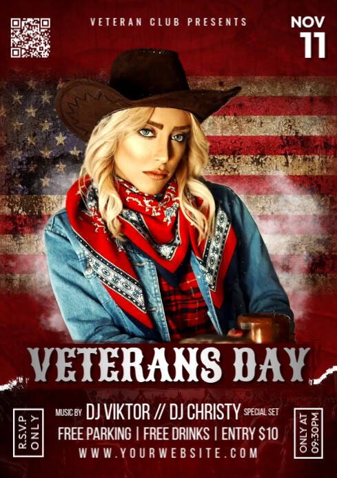 Veterans Day Party Red Template | PosterMyWall