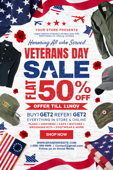 Veterans Day Sale Banner Template | PosterMyWall