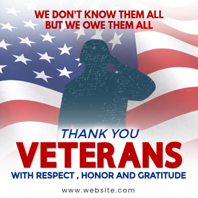 Veterans Day Thank You Post Template | Patriotic Social Media Design to ...