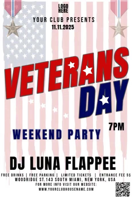 Veterans Day Weekend Party (1) Template | PosterMyWall
