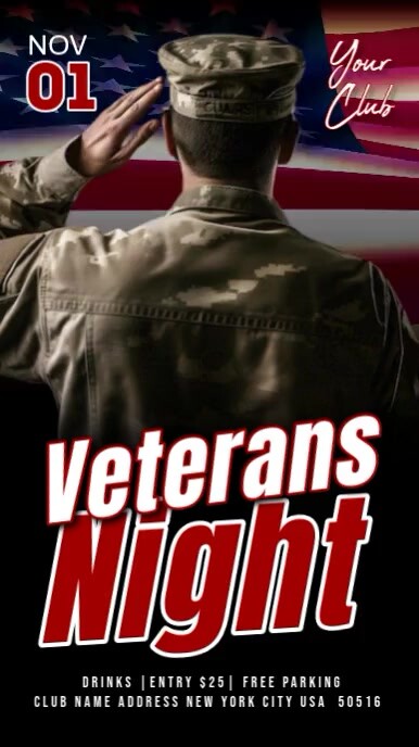 Plantilla de Veterans Night Ads | PosterMyWall