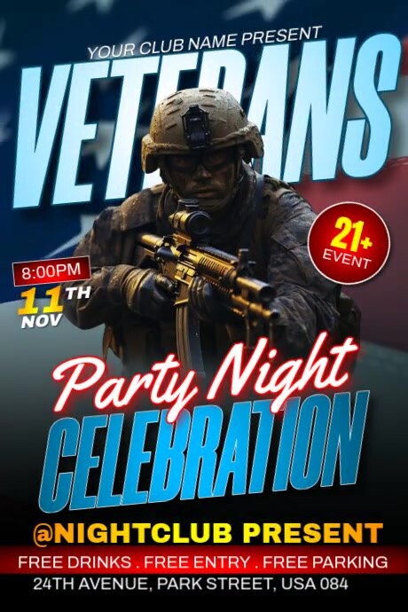 Veterans Party Night Template | PosterMyWall
