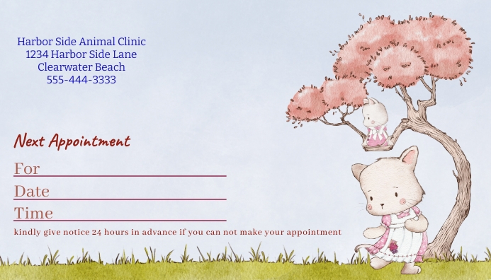 Veterinarians Cat Appointment Card Template | PosterMyWall