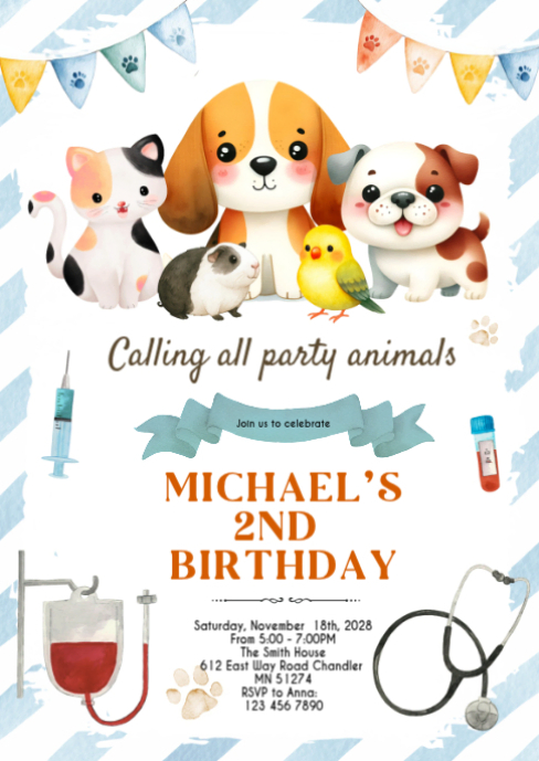 Veterinary Birthday Party invitation Template | PosterMyWall