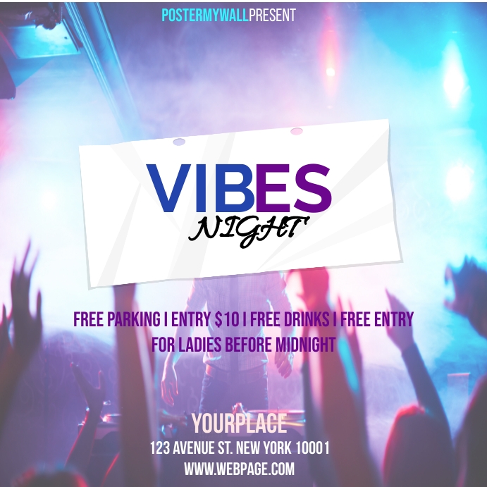 VIBES NIGHT Template | PosterMyWall