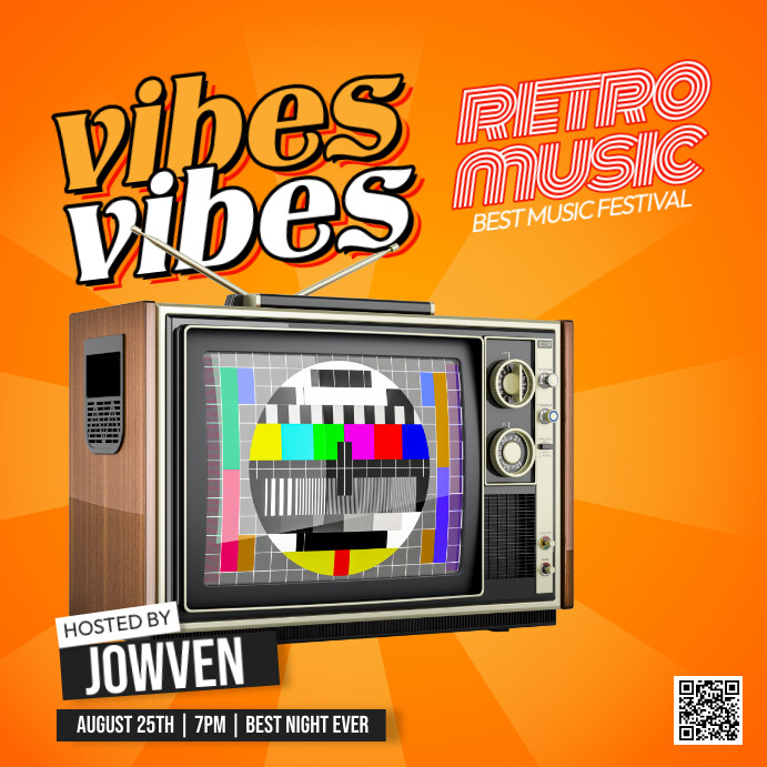 Vibes Retro Party Templat | PosterMyWall
