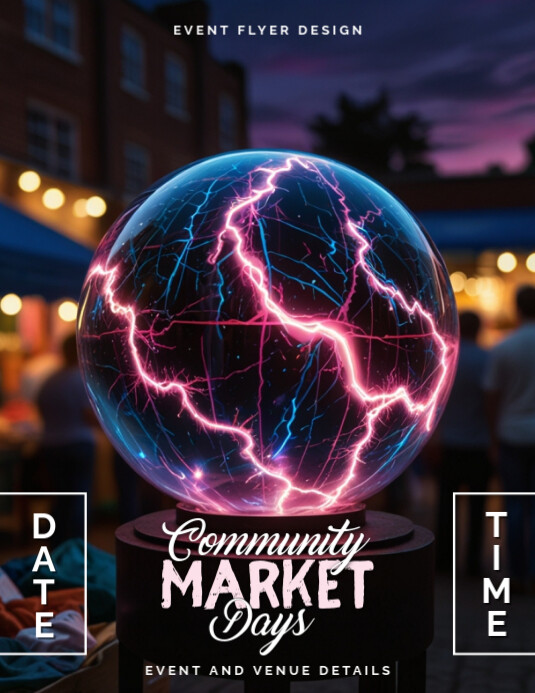 Vibrant Electric Orb First Friday Event Flyer Template for Community ...