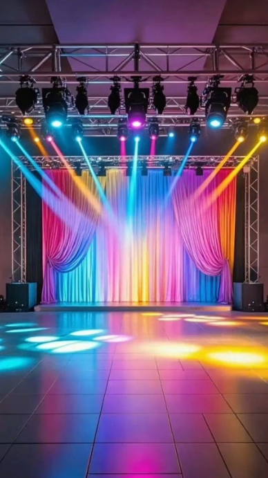 Vibrant event stage Background with spotlights Template | PosterMyWall