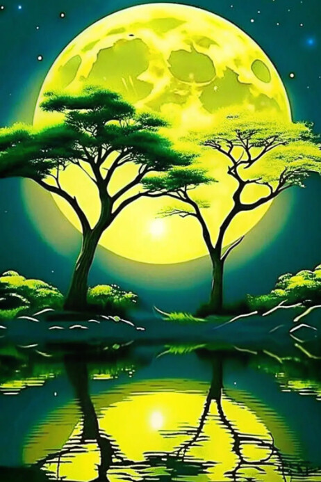 Vibrant Moonlight Landscape Template | PosterMyWall