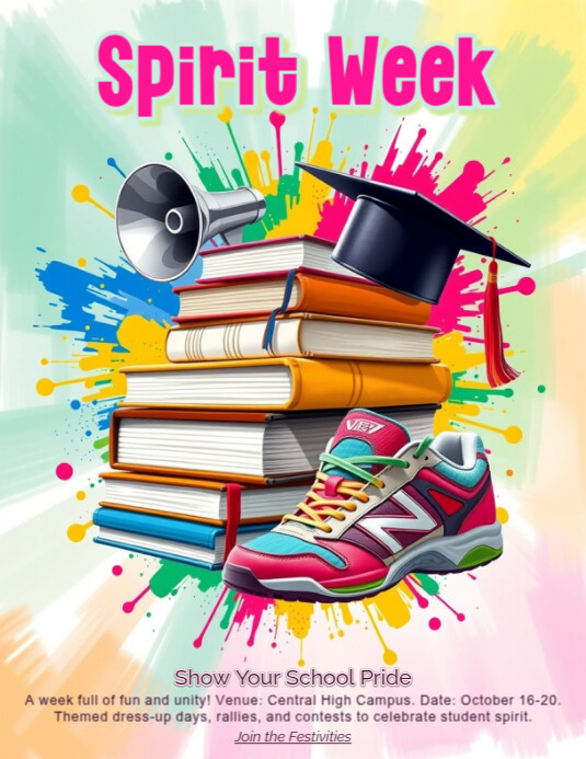 Vibrant school spirit week flyer design template | PosterMyWall