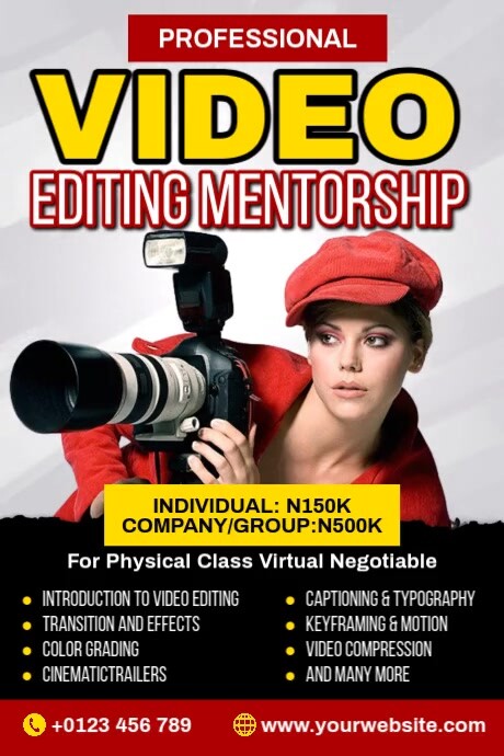 Video Editing Mentorship Template | PosterMyWall