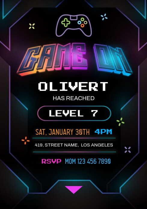 video game birthday invitation Template | PosterMyWall