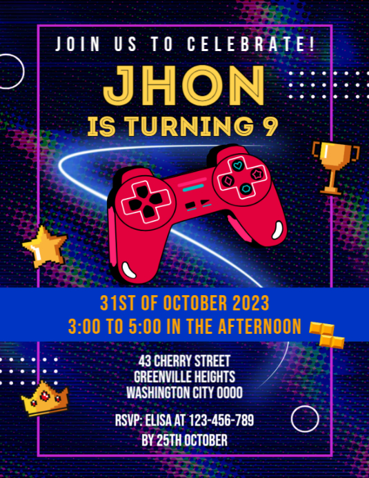 Video game Birthday Party Invite Templat | PosterMyWall