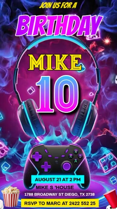 Video Game Party Birthday Template | PosterMyWall