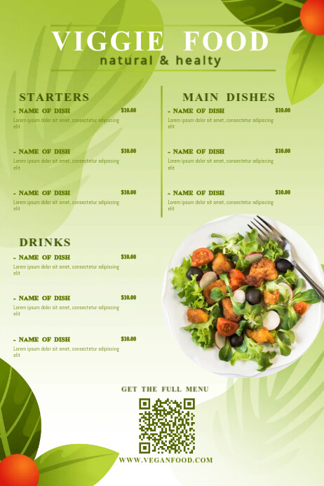 Viggie Food Menu Template | PosterMyWall