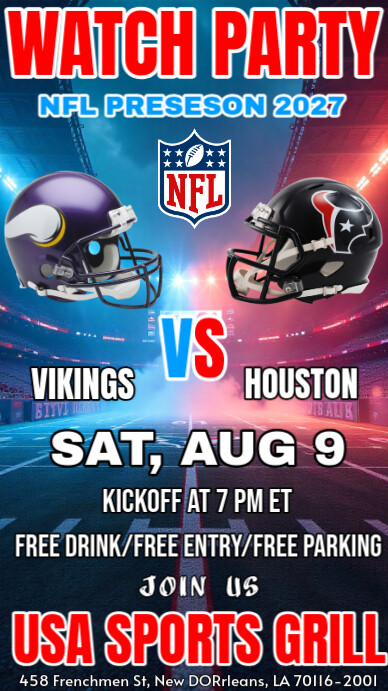 Copy of Vikings Vs Texans Watch Party | PosterMyWall