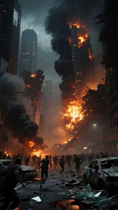 Vintage “apocalyptic City On Fire | Disaster Cinematic Background ...
