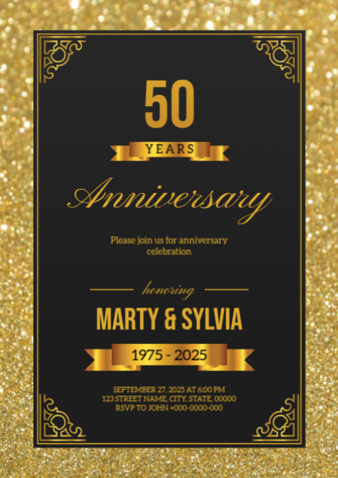 Vintage 50 Years Anniversary Invitation A6 Template | PosterMyWall