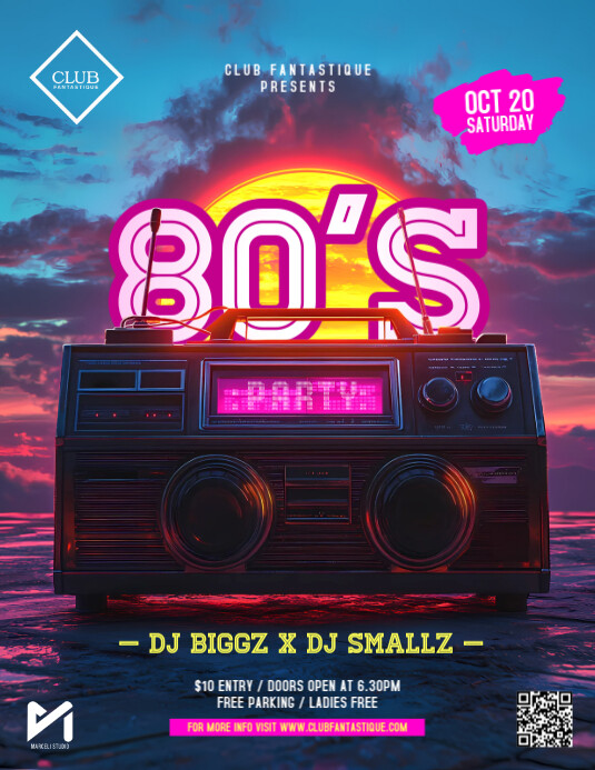 Vintage 80s Party Flyer Template | PosterMyWall