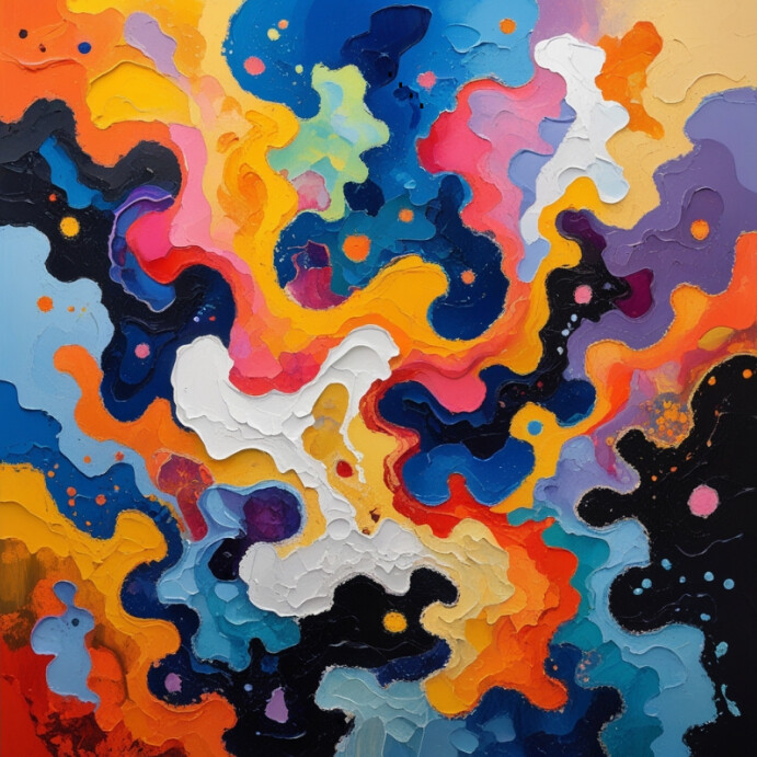 Vintage A Vibrant Abstract Artwork With Dynamic Shapes, Colors, And ...