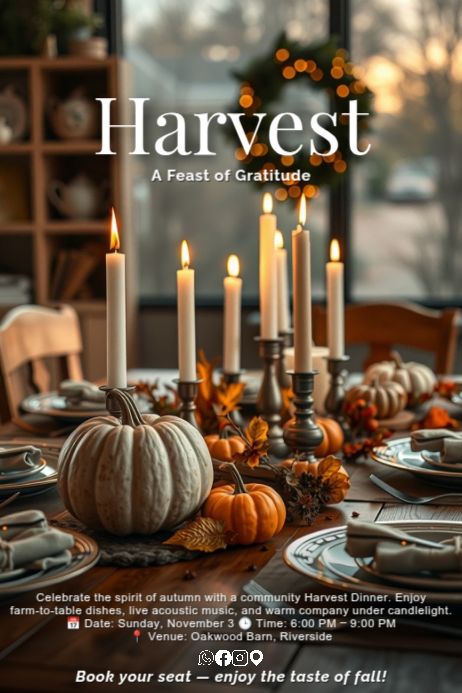 Vintage Autumn Harvest Dinner Celebration — Rustic Seasonal Gathering ...