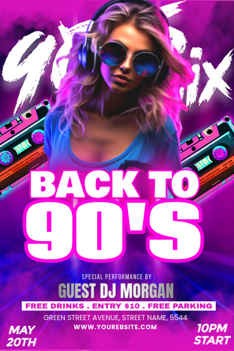 Vintage Back To 90's Party Poster Template | PosterMyWall