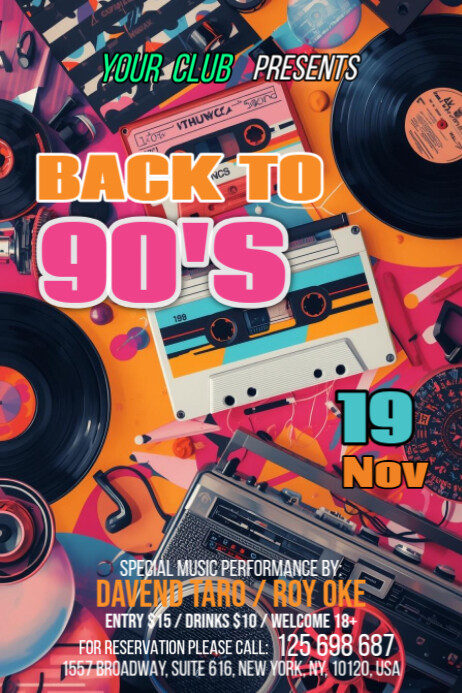 Vintage Back To 90s Banner 4' × 6' Template | PosterMyWall