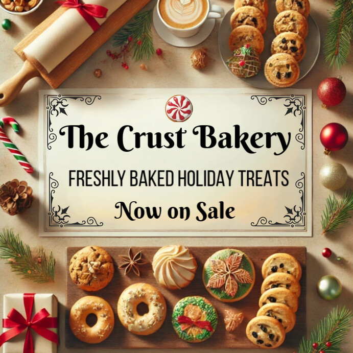 Vintage Bakery Christmas Ad Instagram Post Template | PosterMyWall