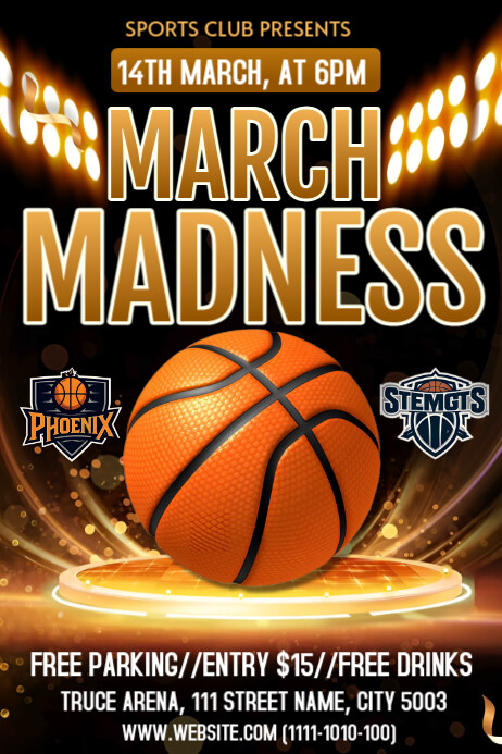 Vintage Basketball Madness Poster Template | PosterMyWall